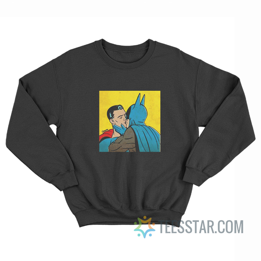 Batman And Superman Kissing Sweatshirt - Teesstar.com
