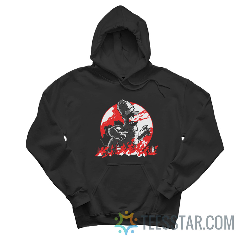 The Simpsons Godzilla Homer Red Moon Hoodie - Teesstar.com