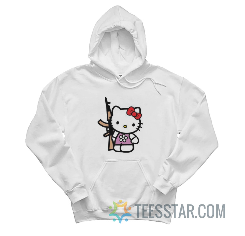 Hello Kitty With Gun AK-47 Hoodie For Unisex - Teesstar.com
